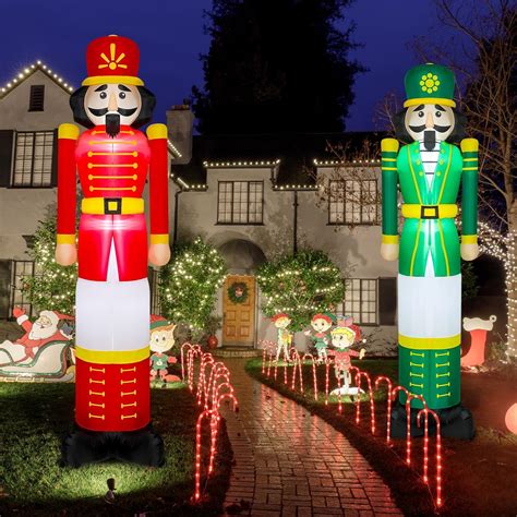 Lenwen 2 Pcs 8 Ft Christmas Inflatable Nutcracker Large Nutcracker Soldier