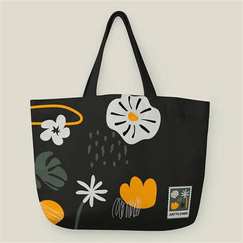 Canvas Tote Bag Black Printed Free Photo Rawpixel