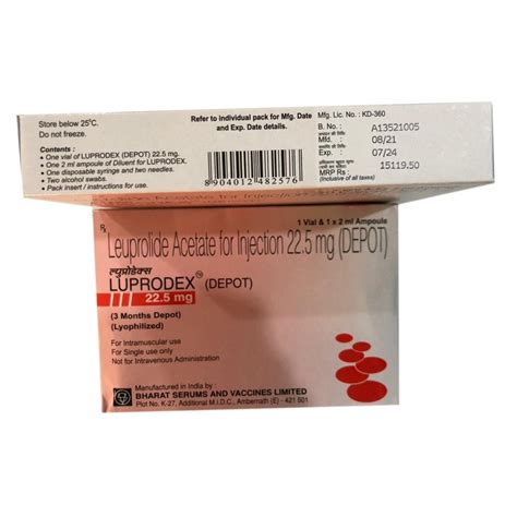 22 5mg Luprodex Leuprolide Acetate Injection 1 X 2ml Treatment