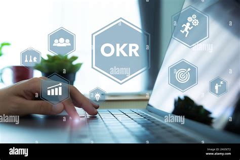 Okr Text Objectives Key And Results Planning Okr With Business Goal Process Outcome
