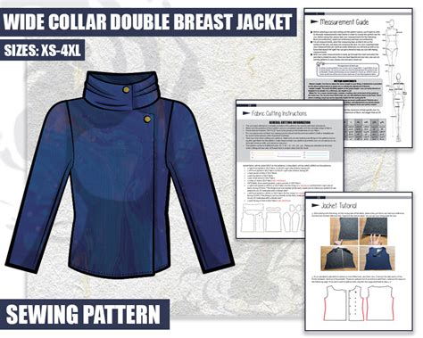 Wide Collar Double Breasted Jacket Sewing Pattern Pdf And Tutorial