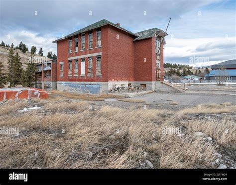 Abandoned School At Coleman In The Crowsnest Pass In Alberta Canada