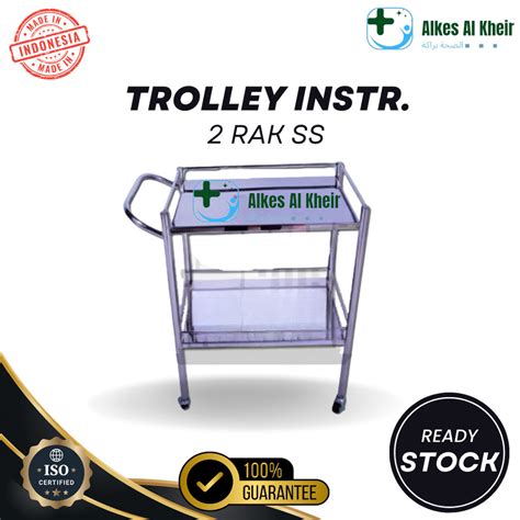 Jual TROLLEY INSTRUMEN 2 RAK MEJA INSTRUMEN TROLI SUSUN 2 RAK