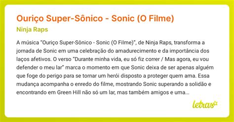 Significado Da Música Ouriço Super Sônico Sonic O Filme Ninja Raps Letrasmusbr