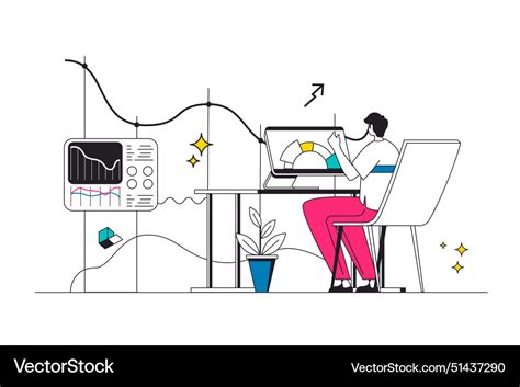 Business Statistic Outline Web Concept In Modern Vector Image