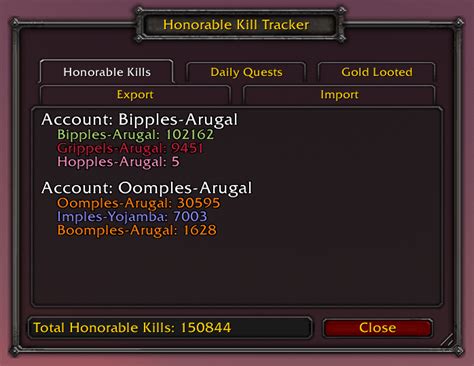 Honorable Kill Tracker World Of Warcraft Addons Curseforge
