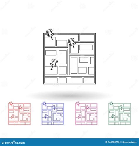 Pins On The Map Multi Color Icon Simple Thin Line Outline Vector Of Navigation Icons For Ui