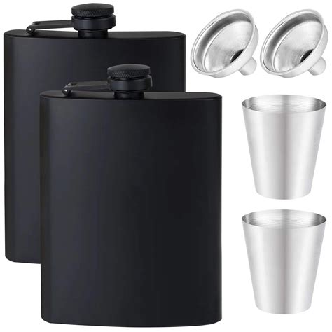 Stainless Steel Hip Flasks 2 Pack 8oz And 12oz Leakproof Liquor Flasks