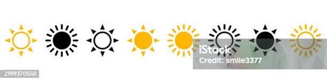 태양 벡터 아이콘입니다 태양 아이콘입니다 노란색과 검은 색 태양 광선 벡터 아이콘입니다 햇빛 해돋이 0명에 대한 스톡 벡터 아트 및 기타 이미지 Istock
