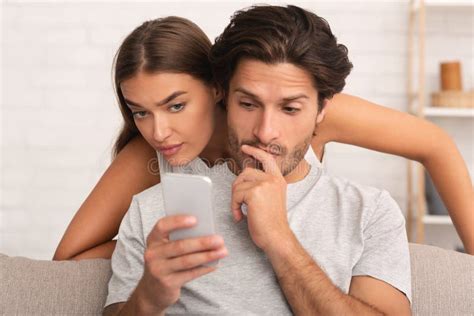 Wife Spying The Phone Of Her Husband While Man Sleeping In Bed At Homeasian Young Girl Check