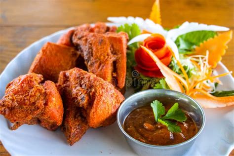 Deep Fried Chicken Nepali Snacks With Chutney Stock Photo Image Of Fish Healthy