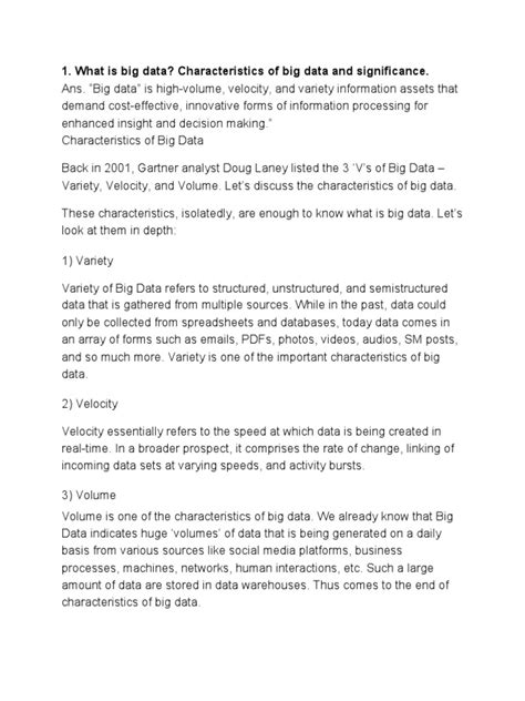 What Is Big Data Characteristics Of Big Data And Significance Pdf