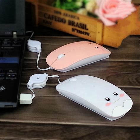 Retractable Wired Mouse Cartoon Gaming Mouse Silen Vicedeal