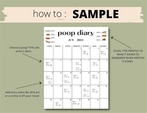 Poop Calendarstool Trackerbristol Chartbowel Movement Journalpoop