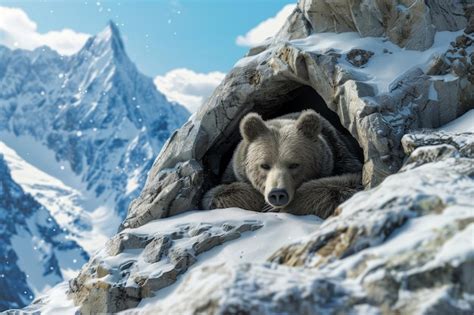 Premium Photo Grizzly Bear Hibernate In Cave At The Winter