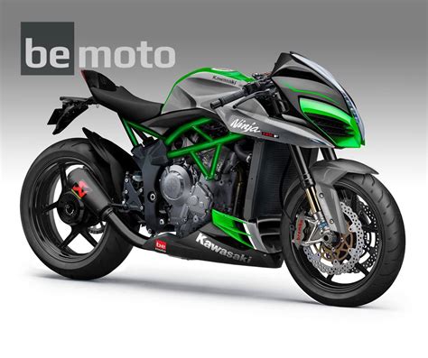 Kawasaki H2 Hyper Naked New Rendering For 2017 With Akrapovic Exhaust