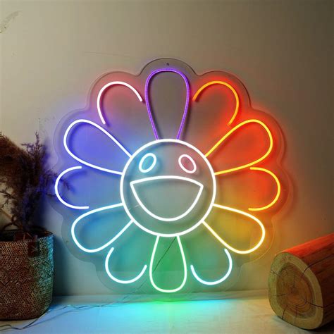 Takashi Murakami Rainbow Flower Neon Light Led Sign Wall Art Decor