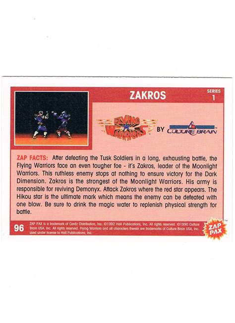 Zap Pax Nr 96 Flying Warriors Nintendo Nes 90er Trading Card