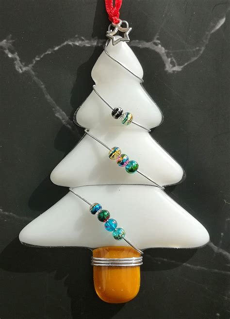 Handmade Fused Glass Christmas Tree Hanging Decoration With Etsy