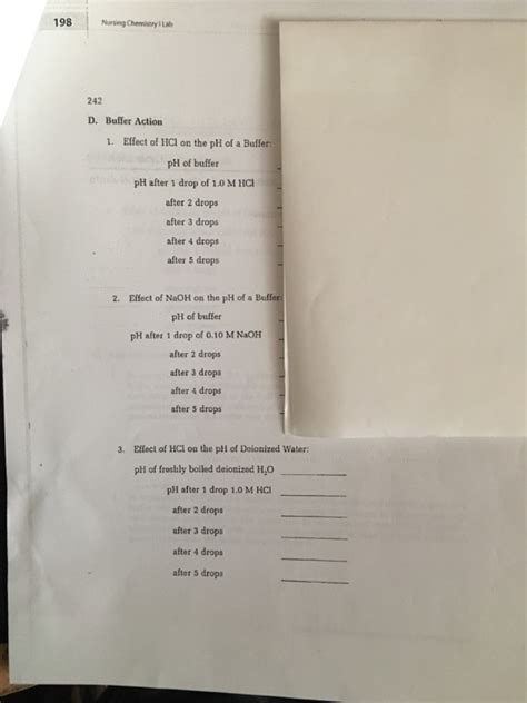 Solved Nursing Chemistry Lab D Buffer Action Chegg Com
