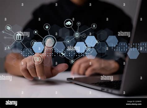 Biometric Identification Fingerprint Scanner With Futuristic Digital Processing For Access To
