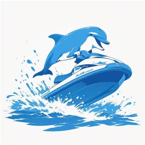 Un delfín en un estilo de dibujos animados de jet ski Vector Premium