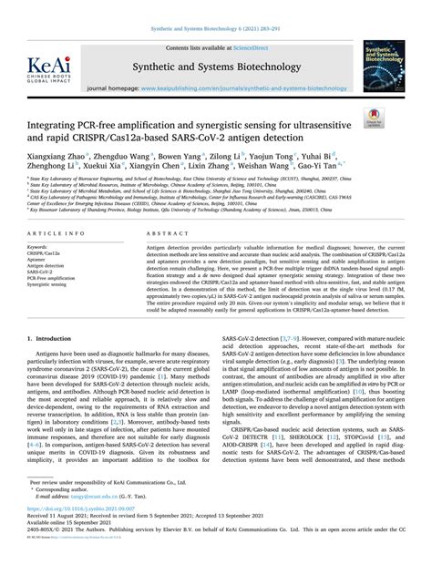 Pdf Integrating Pcr Free Amplification And Synergistic Sensing For Ultrasensitive And Rapid