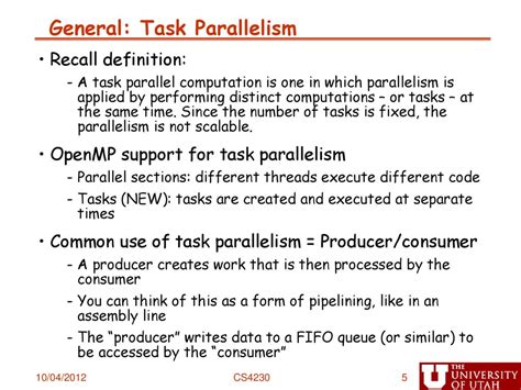 CS4230 Parallel Programming Lecture 12 More Task Parallelism Mary Hall