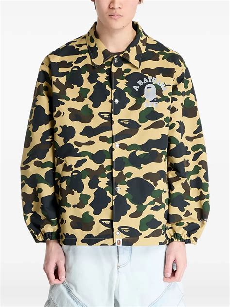 A Bathing Ape® Logo Print Camouflage Pattern Jacket Yellow Farfetch