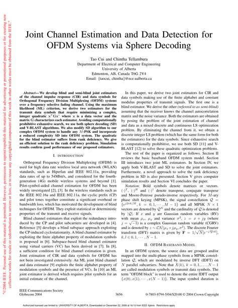 PDF Joint Channel Estimation And Data Detection For OFDM Systems Via Sphere Decoding