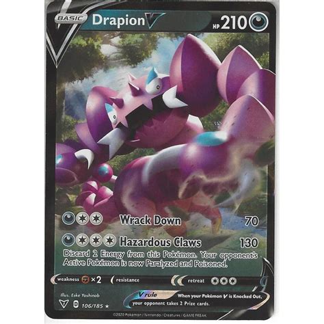 Pokemon Trading Card Game 106 185 Drapion V Rare Holo V Card SWSH