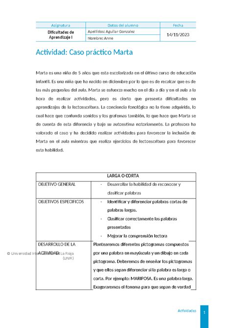 Caso Paractico Marta Universidad Internacional De La Rioja UNIR