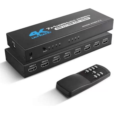 Hdmi Switch 7 In 1 Out 4k 60hz Med Ir Fjärrkontroll