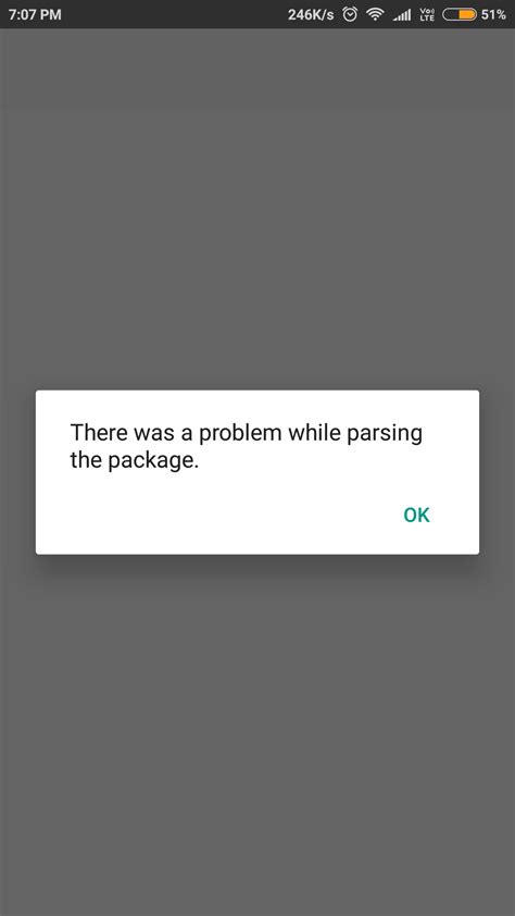 There Was A Problem While Parsing The Package After Using Activity