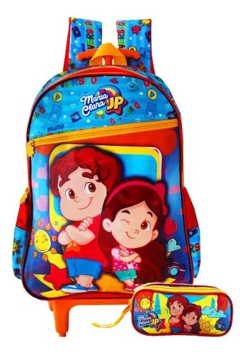Mochila Escolar Rodinhas E Estojo Duplo Maria Clara E Jp