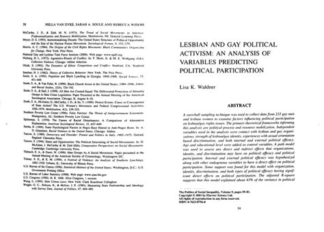 pdf lesbian and gay political activism an analysis of variables