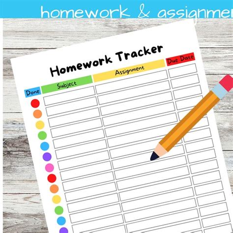 Middle School Assignment Tracker Etsy