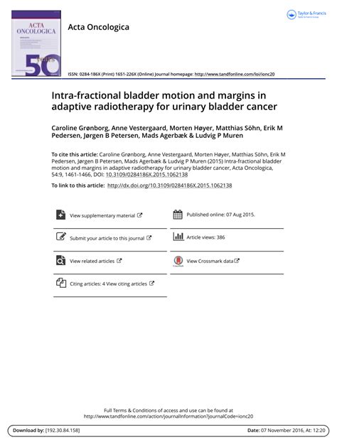 Pdf Intra Fractional Bladder Motion And Margins In Adaptive Radiotherapy For Urinary Bladder