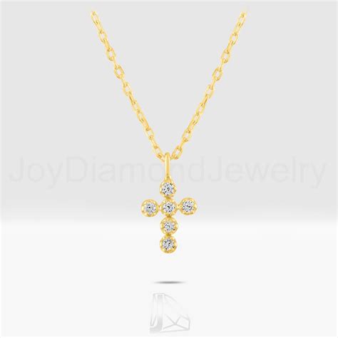 18k Solid Gold Cross Necklace For Women Diamond Cross Necklace Dainty