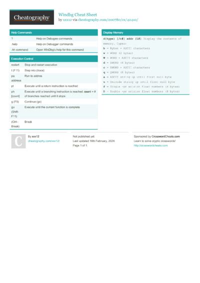 3 windbg cheat sheets cheat sheets for every occasion