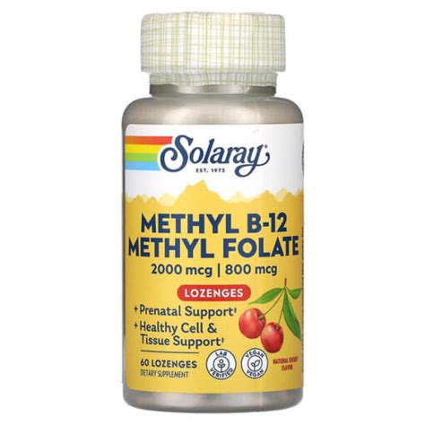 Methyl B 12 Methyl Folate Natural Cherry 60 Lozenges Solaray Superfoodsnz