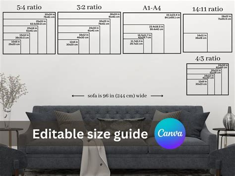 Visual Size Chart For Digital Artwork With Canva Templates Simplified