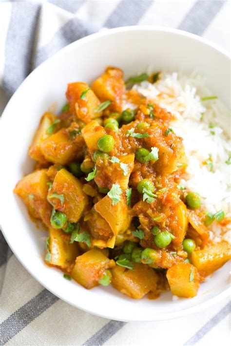Aloo Matar Indian Peas And Potatoes In Tomato Gravy Vegan