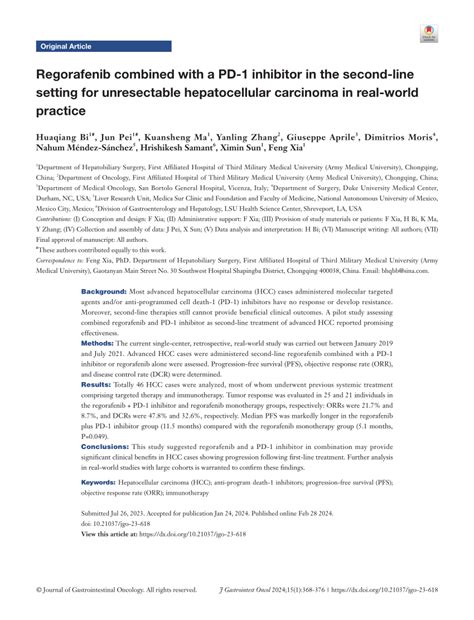 Pdf Regorafenib Combined With A Pd 1 Inhibitor In The Second Line