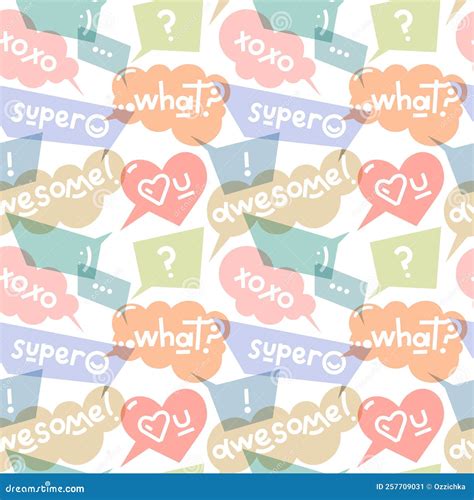 Vector Seamless Pattern With Pastel Color Transparent Speech Bubbles