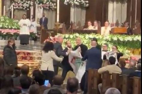 Pro Palestinian Protesters Disrupt Easter Vigil Mass At St Patricks