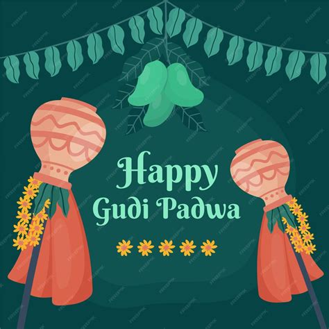 손으로 그린 Gudi Padwa 개념 무료 벡터