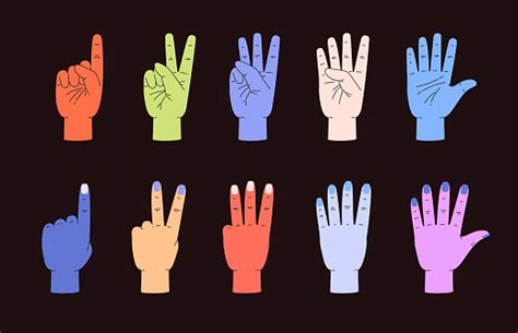 1에서 5까지의 숫자를 보여주는 다채로운 손 손바닥과 등을 펴고 제스처를 취합니다 1에 대한 스톡 벡터 아트 및 기타 이미지 1 2 3 Istock