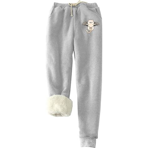 Quyuon Womens Jogger Pants Sale Fleece Pockets Elastic Waist Thickened