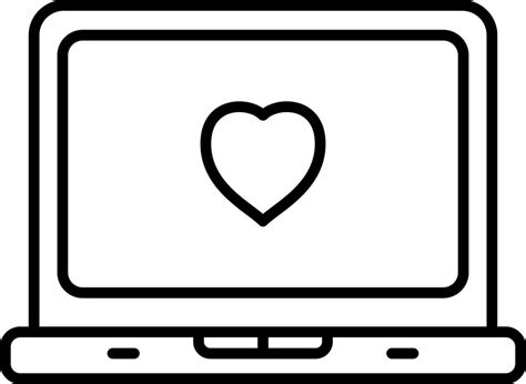 linear estilo coração símbolo dentro computador portátil ícone Vetor no Vecteezy